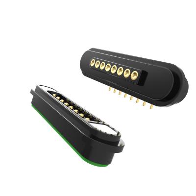 China Right Angle Magnetic Connectors 8 Pin Spring Loaded Connector Male Female for sale