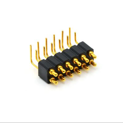 China 12pin Right Angle Pogo Pin Connector Brass Spring Loaded Pin Connector 2.54mm Pitch for sale