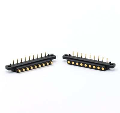 China Male Female Pogo Pin Connector 9Pin 2.54Mm Pitch Connector Right Angle for sale