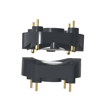 China Through Hole Round Magnetic Connector 4 Pin Pogo Pin Connectors Customized for sale