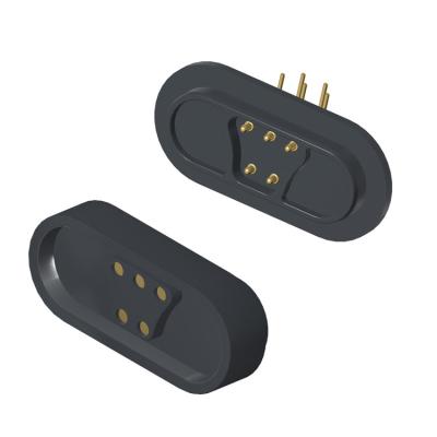 China DIP 5 Pin Pogo Connector Black Right Angle Pogo Pin Connector 12V for sale