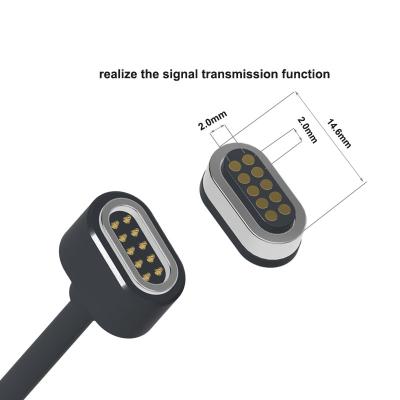 China Double Row 10Pin Pogo Pins Magnetic Cable USB Connector With 1M PVC Cable for sale