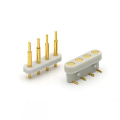China Professional Custom 4pin Bent Spring Pin Connector Right Angle Female Pogo Pin Connector for sale