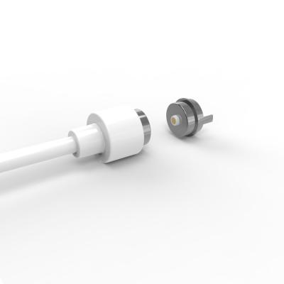 China 6.0mm 2 Pins Magnetic Charging  Usb Cable Connector With White TPE Cable for sale