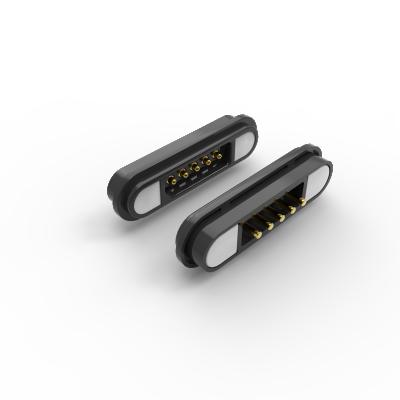 China Pogo pin connector magnetic 5pin magnet spring loaded gold plating pogo pin connector for sale
