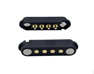 China 2.54mm pitch 4pin male female magnet attraction spring loaded pogo pin connector PA46 PA9T housing for sale