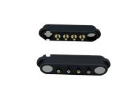 China 2.54mm pitch 4pin rectangle magnetic type Pogo pin docking connector for sale