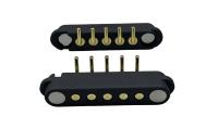 China 5pin right angle male female pogo pin magnetic connector PA9T housing for sale