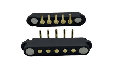 China 5pin right angle male female pogo pin magnetic connector PA9T housing for sale