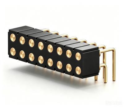 China Double row 16pin female pin connector  female right angle spring pin connector for sale