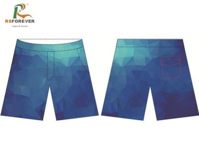 China Custom Sublimated Board Shorts Water Repellent Flat Waistband Swim Trunks 100% Polyester for sale