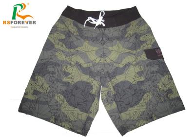 China Grey / Green Water Repellent Boardshorts , Leaf Pattern Board Shorts With Side Pockets for sale