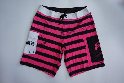 China Recycled Mens Surf Shorts Quick Dry Board Shorts Pink Black Striped 21 Inch for sale