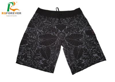 China Sublimated Black Beach Men Board Shorts With Side Pocket  Leaf Pattern for sale