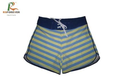 China Custom Sublimated Women Board Shorts Waterproof Striped Surf Beach Wear Zipper for sale