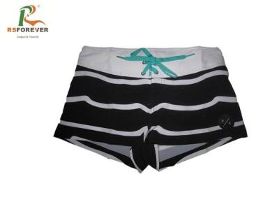 China Women's Digital Printed Black White Striped Board Shorts Quick Dry Beach Swimwear for sale