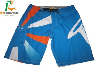 China Water Repellent Boys Board Shorts Sea Blue 3D Digital Print 18cm Inseam for sale