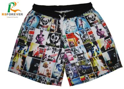 China Custom Sublimated Printed Boys Board Shorts with Black Elastic Waistband Pantone Color for sale