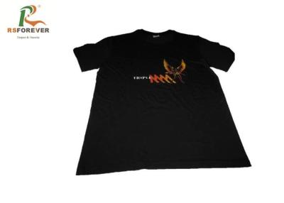 China Black Custom Printed T Shirts for Men 100% Cotton Fabric Heat Transfer Printing for sale