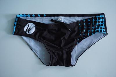China Men's Stretchy Bikini Swim Trunks 90% Polyester 10% Spandex Sublimation Print Custom Logo for sale