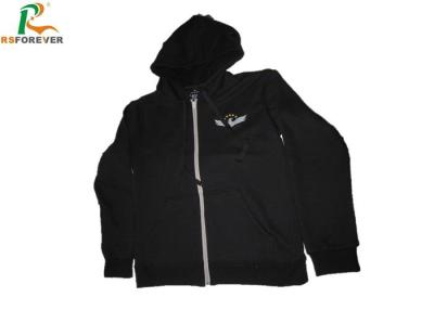 China Custom Embroidered 60 Cotton 40 Polyester Fleece Hoodie Black Sweatshirt for sale