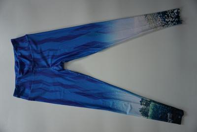 China High Waisted Blue Sports Leggings for Women Stretch Fit Complex Design 90cm for sale