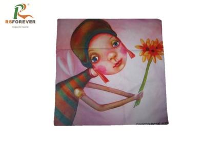 China Custom Printed Polyester Pillow Cases Girl Cartoon Design 18x18 Inch for sale