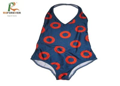 China Custom Red Circle Lycra One Piece Swimsuit Women OEM Bathing Suit 80 Nylon 20 Spandex for sale