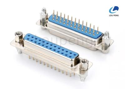 China 25pin D-SUB Connector female Machine pin low side, full gold and blue glue, riveted copper post 6.0, locking screws for sale