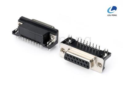China 15PIN Female D-SUB Connector 8.08mm half gold black vinyl, riveted harpoon, 90 degree for sale