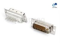 China DVI 24+1pin male connector with clip-on design, semi-metallic finish, white glue, and riveting. for sale