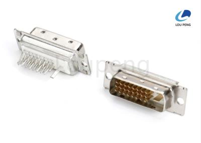 China DVI 24+1pin male connector with clip-on design, semi-metallic finish, white glue, and riveting. for sale