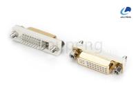 China DVI 24+5pin 180 degrees, female connector, semi-gold white, gold-plated casing, riveted copper pillars, screws. for sale