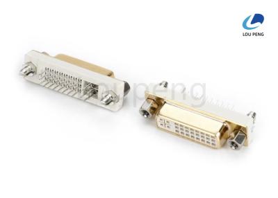 China DVI 24+5pin 180 degrees, female connector, semi-gold white, gold-plated casing, riveted copper pillars, screws. for sale