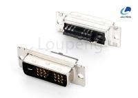 China DVI 18+1pin male connector, solder type, half-gold, black, riveted. for sale