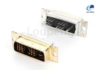 China DVI 18+1pin male connector, solder type, half gold, black, gold-plated outer shell, riveted. for sale
