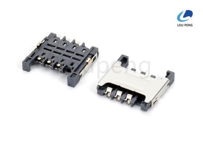 China Copper Alloy Contact SIM Holder Connector Black Withstanding Voltage AC 500V Rms Designed For Stable And SIM Card Interface for sale