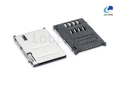 China Hl Temp Plastic UL 94V-0 Rated SIM Holder Connector Gold Plated Contact Operating Temperature Range Minus 40 Celsius Plus 105 Celsius for sale
