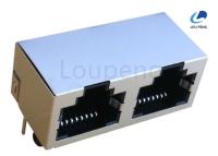 China RJ45 network port, 8P8C type, twin design, without indicator light for sale