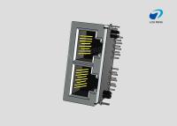 China RJ45 2-port jack Cat.5 THT angled for sale