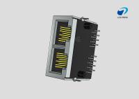 China RJ45 2-port jack Cat.5 THT angled for sale
