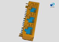 China RJ45 3-port jack Cat.5 THT angled for sale