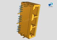 China RJ45 3-port jack Cat.5 THT angled for sale