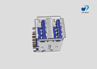 China USB 3.0MM A TYPE 18PIN FEMALE.RIGHT ANGLE DOUBLE DECK Gold-Plated BLUE for sale