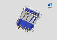 China 3.0MM USB A TYPE 9PIN FEMALE 90 °  Gold-Plated BLUE for sale