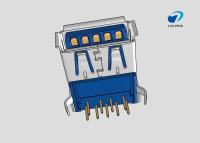 China USB 3.0MM A TYPE 9PIN FEMALE 90 ° RIGHT ANGLE Gold-Plated BLUE for sale