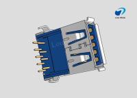 China USB 3.0MM A TYPE 9PIN FEMALE 90 ° RIGHT ANGLE Gold-Plated BLUE for sale