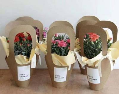 China 250g Kraft Flower Bouquet Paper Bag Recyclable Home Decoration for sale