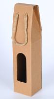 China UV Coating 2 Ply Wine Bottle Paper Bags With Cut Out Windows wine bottle drawstring fabric bag packaging for sale
