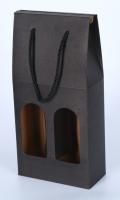 China UV Coating 2 Ply Wine Bottle Paper Bags With Cut Out Windows wine bottle drawstring fabric bag packaging for sale